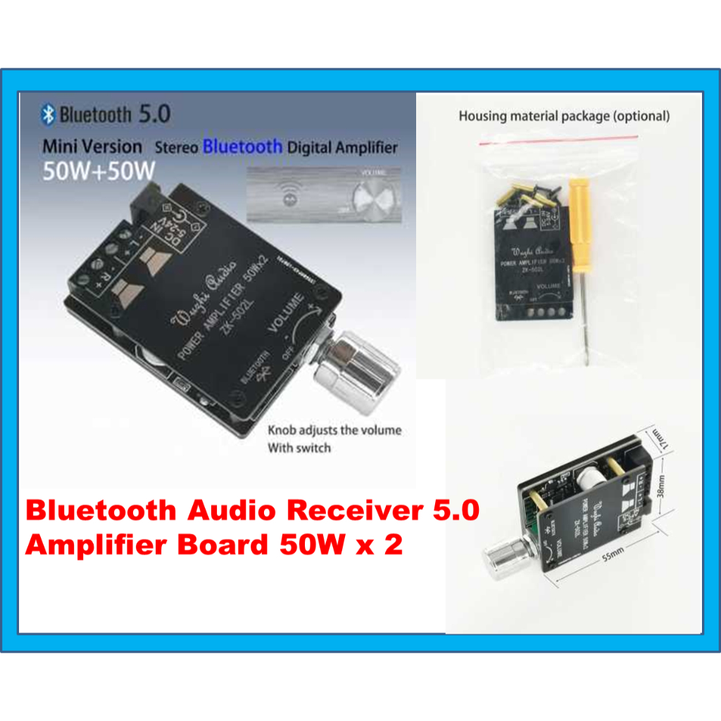 Jual Bluetooth Audio Receiver 5.0 Digital Amplifier Board 50W x 2 ZK ...