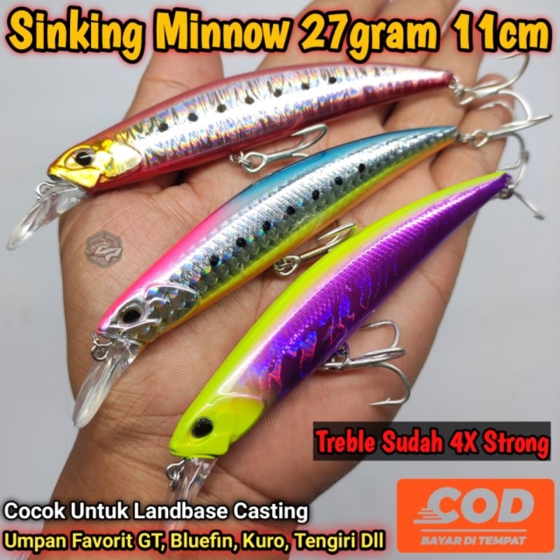 Jual Sinking Minnow Shore Jig / Minnow 27gram/ Minnow Untuk GT / Umpan ...