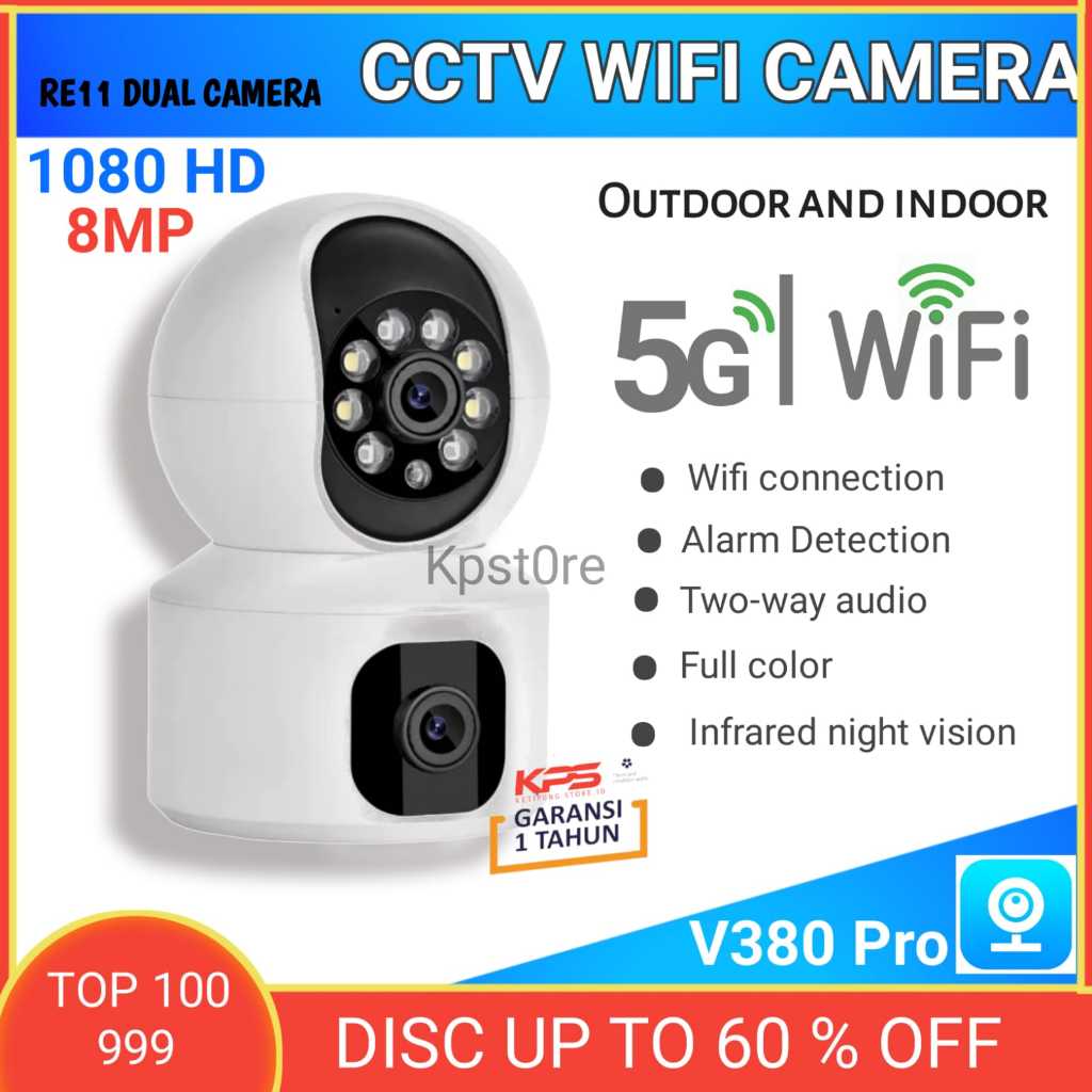 Jual NEW IP CAMERA CCTV WIFI V380 DUAL LENSA 8MP 360 | DUA KAMERA CCTV ...
