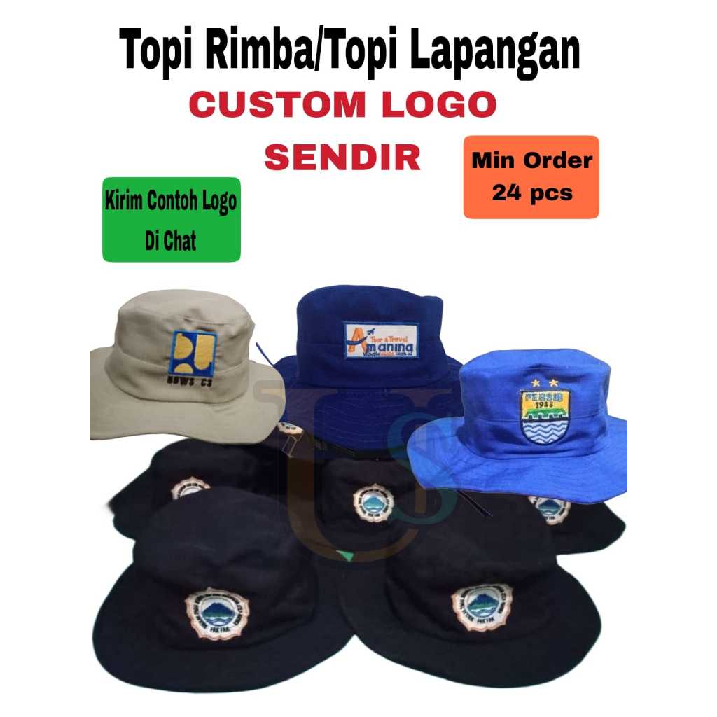 Jual Topi Rimba/Topi Lapangan Custom Logo Sendiri | Shopee Indonesia