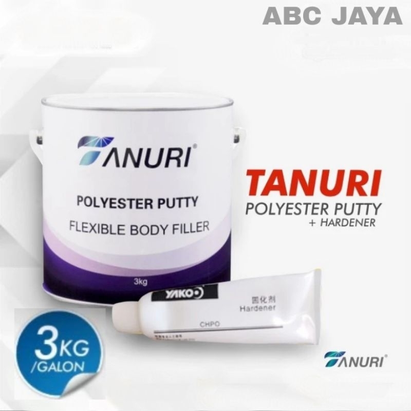 Jual Dempul TANURI 3Kg / Galon Polyester Putty Flexible Body Filler ...