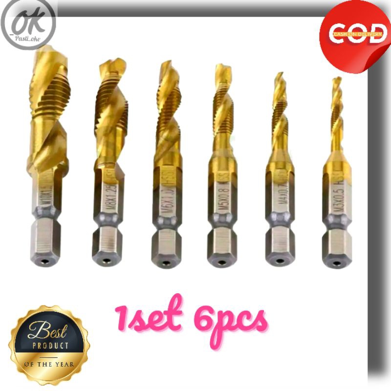Jual Mata Bor Tab Drill Senai Pembuat Drat Baut 1set/ 6pcs | Shopee ...