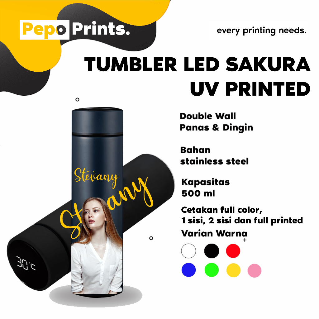Jual Pepo - Tumbler Botol Minum Sakura LED Suhu UV PRINTED CUSTOM ...