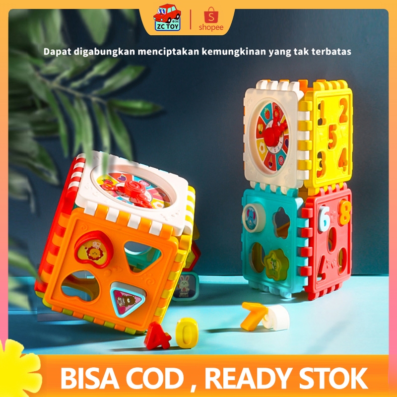 Jual ZCTOY Mainan Kubus Mencocokkan Bentuk Mainan Angka Balok Puzzle ...