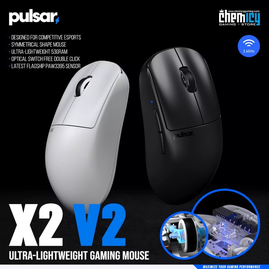 Jual Pulsar X2 V2 size 2 Medium Lightweight Wireless Gaming Mouse ...