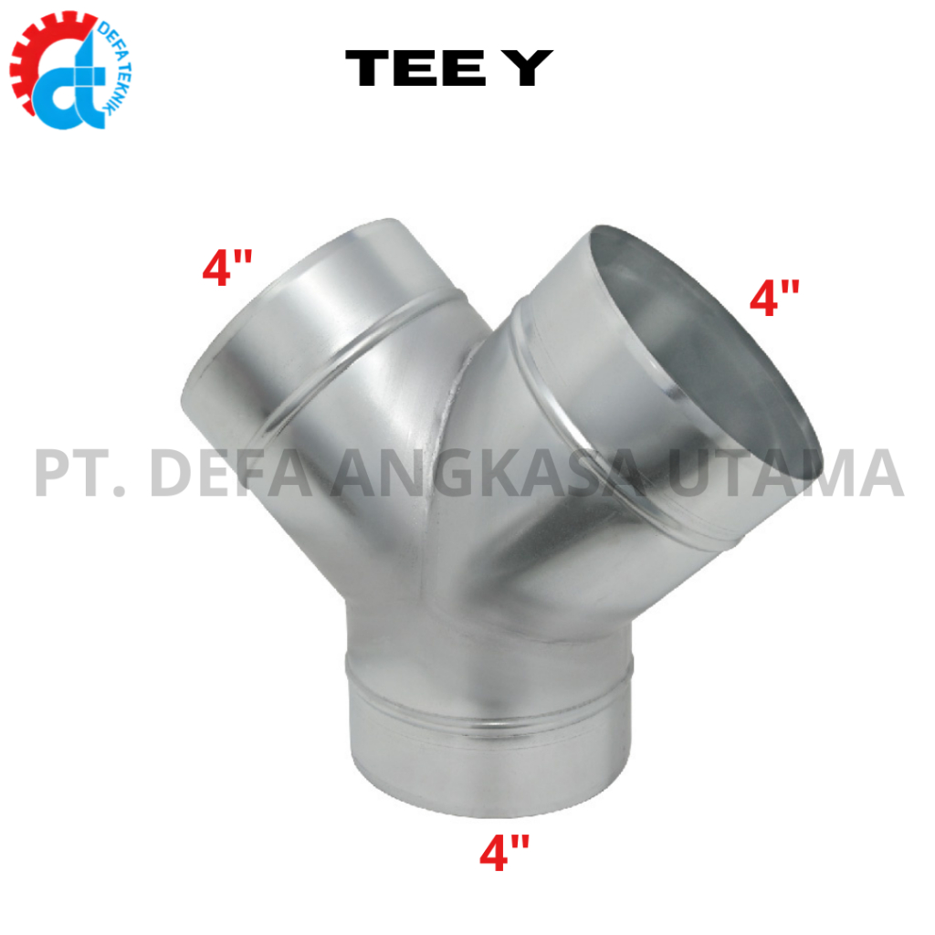 Jual Sambungan Tee Y ducting 4 inch/ Reducer Tee Y ducting 4" x 4" x 4 ...