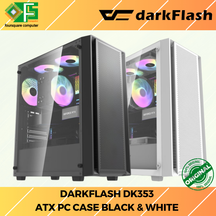 Jual Casing PC ATX Darkflash DK353 Black & White + 4x Fan ARGB | CPU Case ATX | Shopee Indonesia