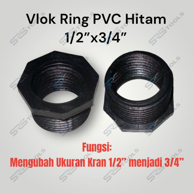 Jual Vlok Ring Plastik PVC Hitam Sambungan Keran Kran 1/2 Inch Ke 3/4 ...