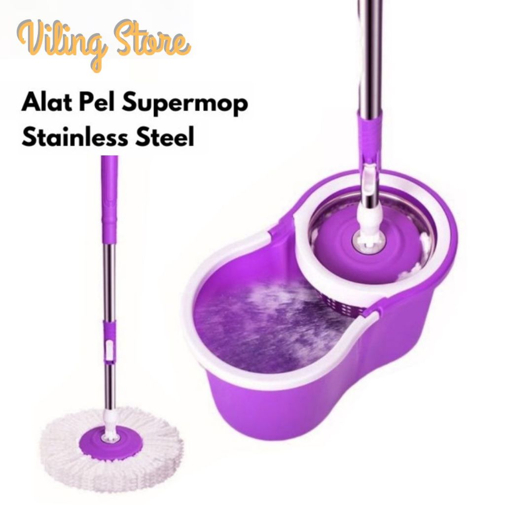 Jual Alat Pel Lantai Ember 2 in 1 Kain Fiber dengan Ember Spin Mop ...