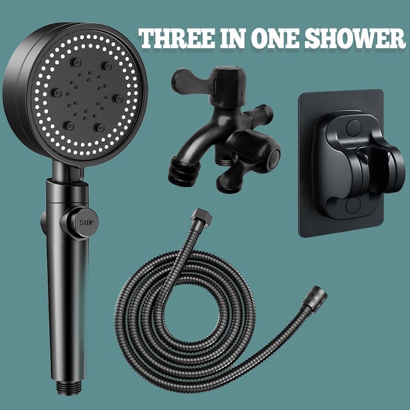 Jual 3In 1 Kepala Shower Set Mandi Hitam Premium Shower Head Set 5 Mode Adjustable Shower Dengan ...