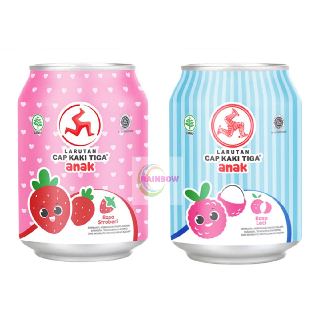 Jual Larutan Cap Kaki Tiga Anak Strawberry / Leci 250 ml Minuman Sehat Larutan Penyegar Rasa ...