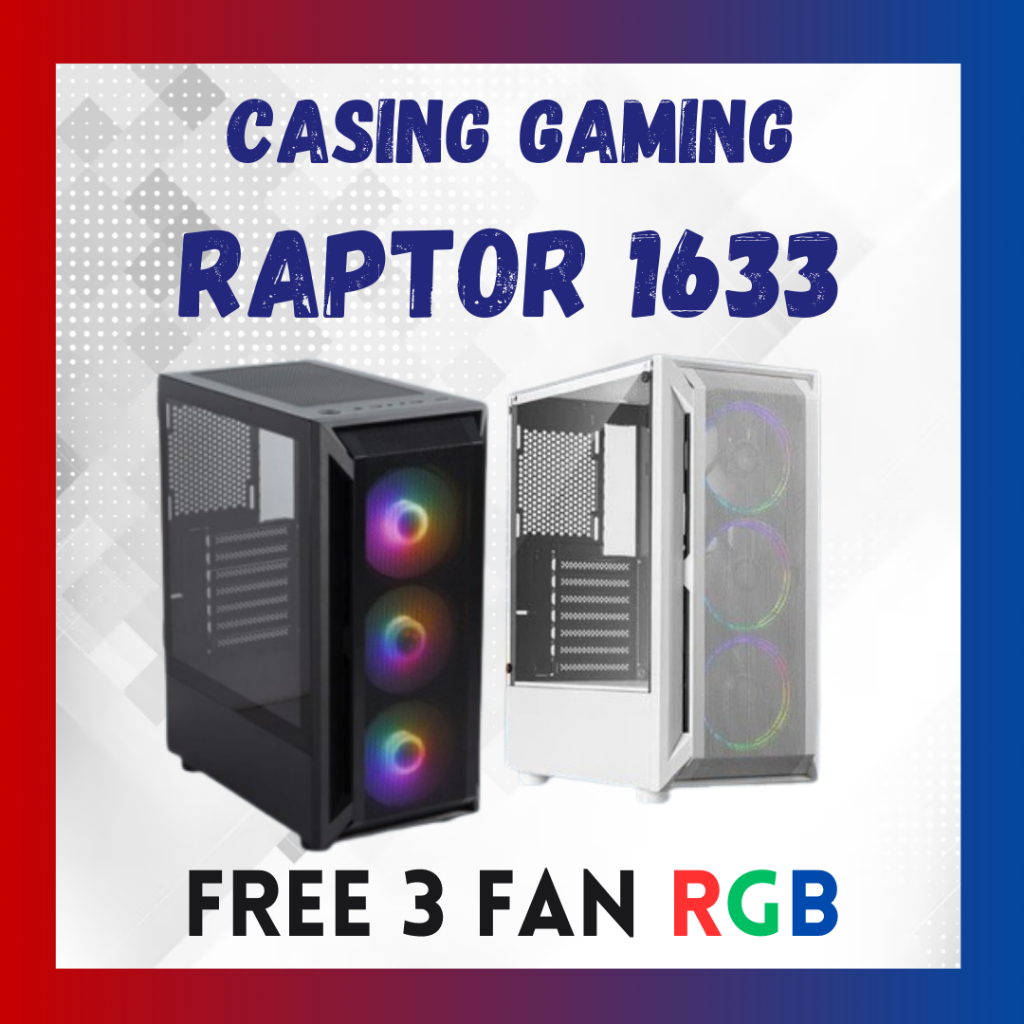 Jual Casing PC Gaming Raptor 1633 Include 3 Fan RGB | Shopee Indonesia