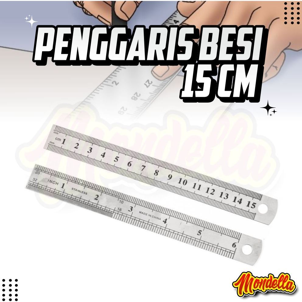 Jual Penggaris Besi 15 Cm Penggaris Stainless Besi 15cm Garisan Besi Penggaris Multifungsi ...