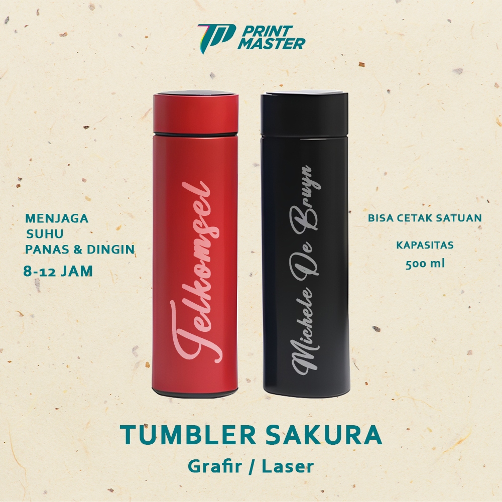 Jual Tumbler Custom Nama Grafir Laser Tumbler Sakura Cetak Nama/Tulisan ...