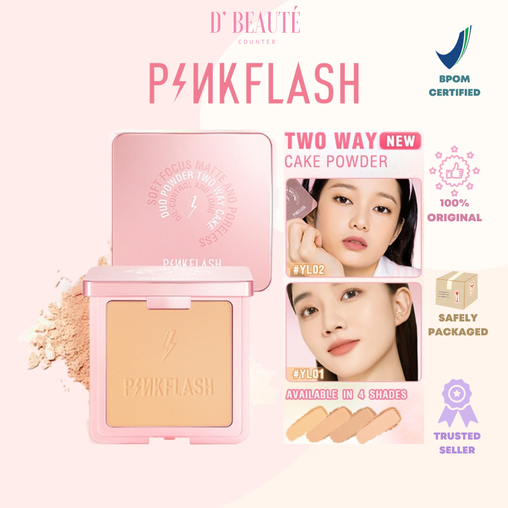 Jual PINKFLASH PF-F17 More&More Mattifying Flawless Two Way Cake Powder ...