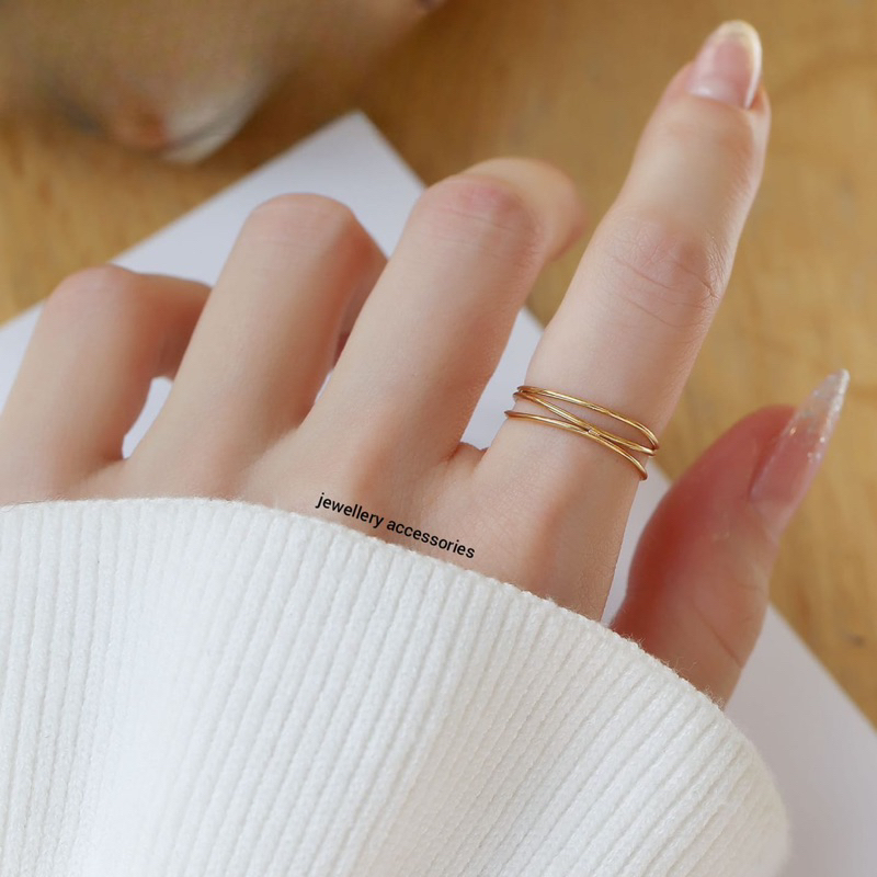 Jual Cincin Titanium 3 Layer Korea Elegan Fashion Style Trending Premium C53 | Shopee Indonesia