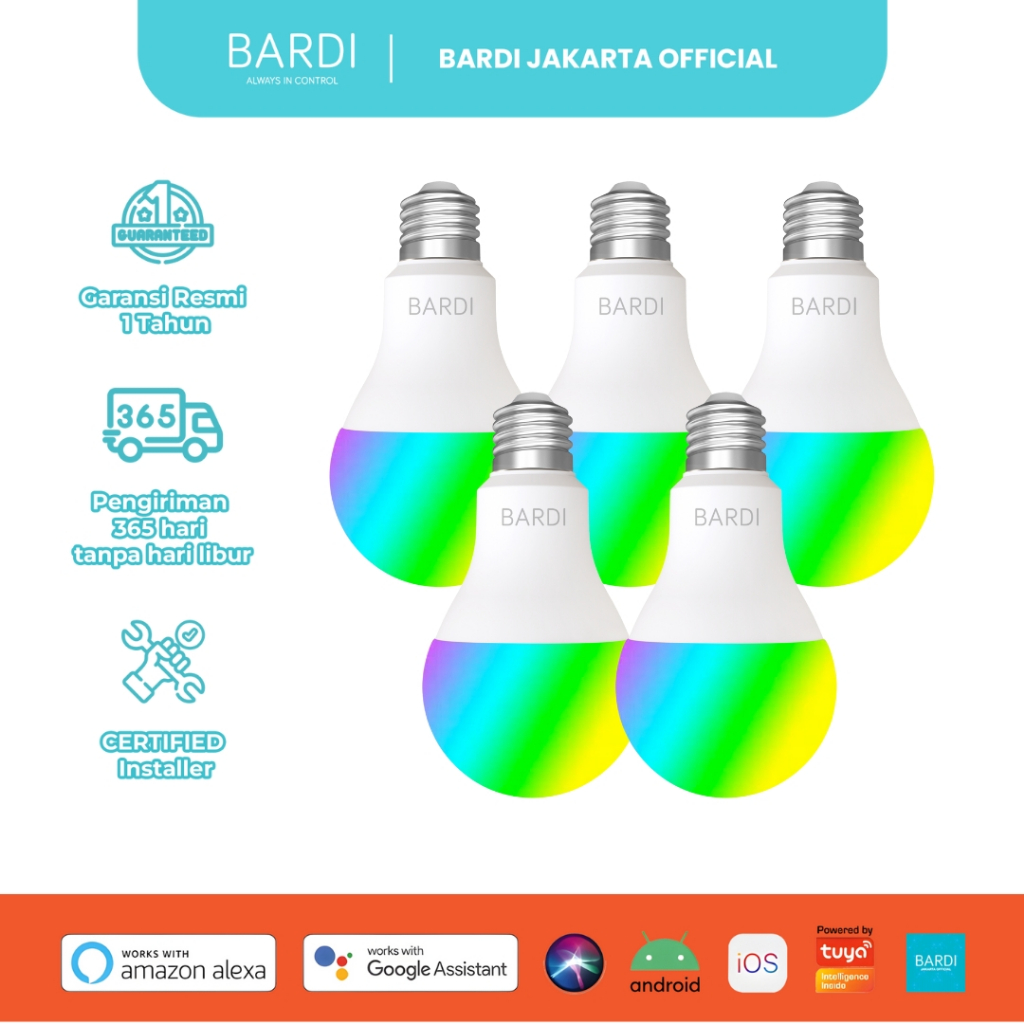Jual BARDI Smart Bundle 5 LED Light Bulb RGB WW 12W WiFi Wireless IoT ...