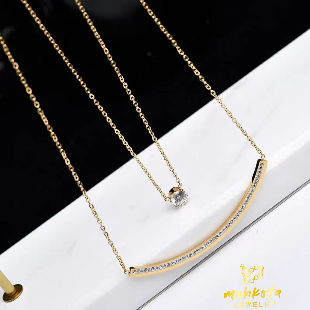 Jual K151 Kalung Rantai Nori TITANIUM PREMIUM Wanita Model Mahkota Unik ...