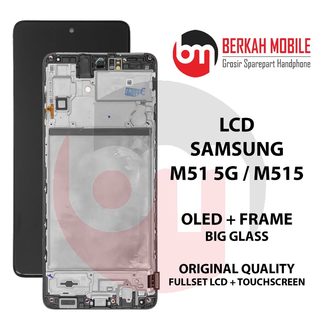 Jual LCD Samsung M51 5G / M515 Original Oled Big Glass + Frame Fullset ...