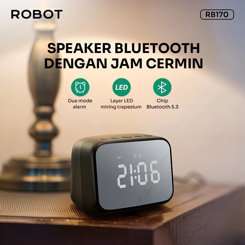 Jual ROBOT RB170 Speaker Bluetooth 5.3 with LED Display Jam Alarm ...