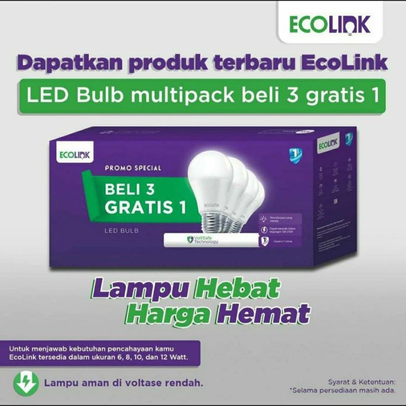 Jual LAMPU LED ECOLINK PAKET MULTIPACK ISI 4 6W 8W 10W 12W MULTIPACK ...