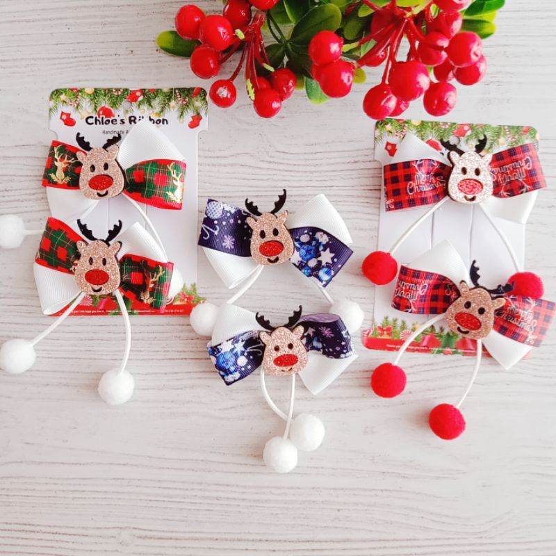Jual Chloe's Ribbon | Handmade CHRISMAST Hairclip Set Jepit Rambut Pita ...