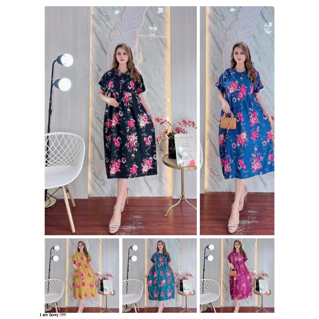Jual TERBARU!!! Daster Chibi Wanita Motif Bunga Daster Bumil Resleting ...