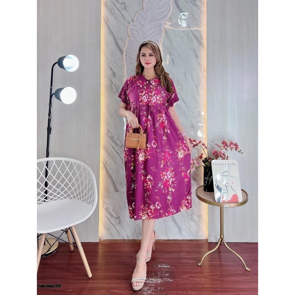 Jual TERBARU!!! Daster Chibi Wanita Motif Bunga Daster Bumil Resleting ...