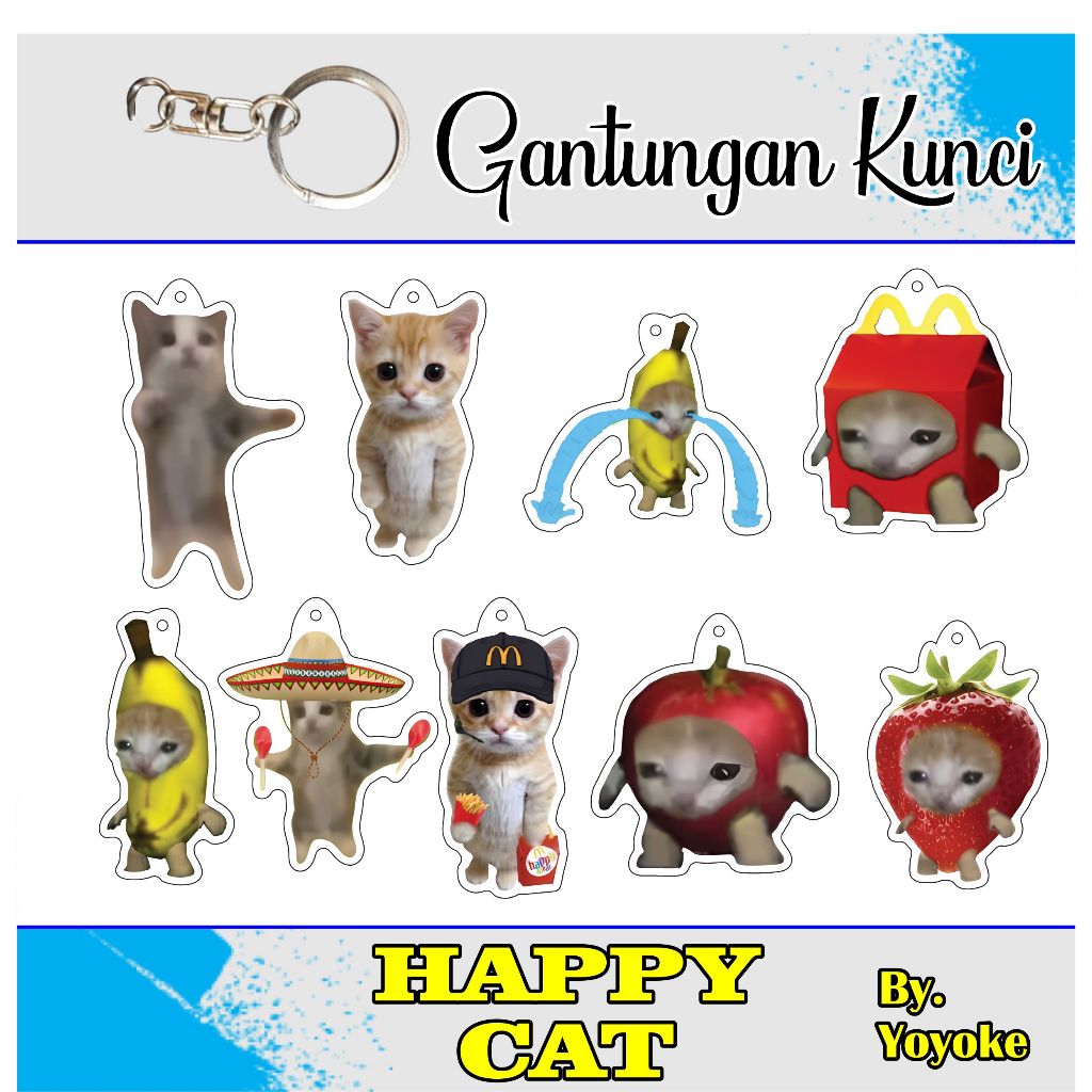 Jual GANTUNGAN KUNCI HAPI HAPI CAT | AKRILIK 4MM | CAT | KUCING | GANCI ...