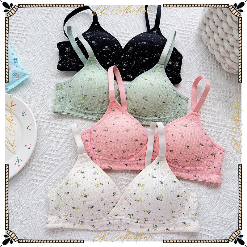 Jual Bra Wanita Motif Bunga Tanpa Kawat Bh Busa Tipis Nyaman Bra Remaja ...