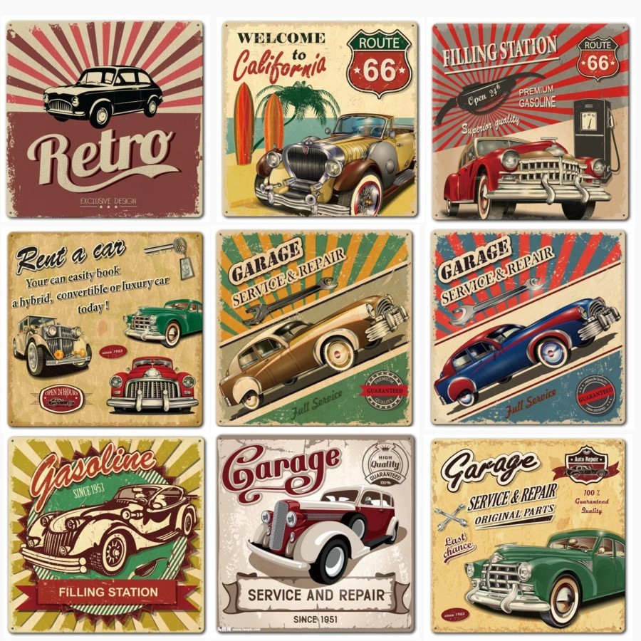 Jual Poster plat besi 20x20 vintage retro klasik plate pajangan dinding ...