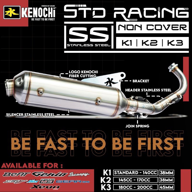 Jual Knalpot Standar Racing Kenochi Type K series SS Mio Beat Scoopy ...