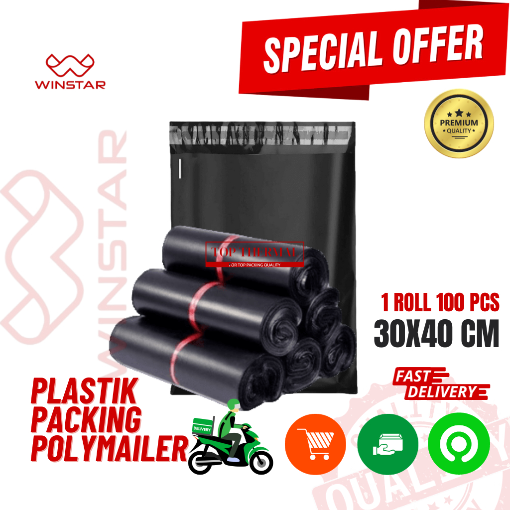 Jual Plastik polymailer packing olshop 30x40 cm hitam packing online ...