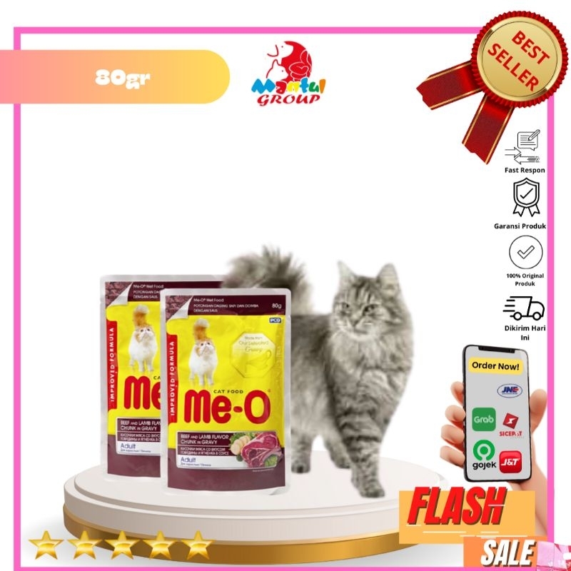 Jual Makanan Kucing Meo Pouch 80Gr Beef & Lamb Chunk In Gravy|A. POUCH ...