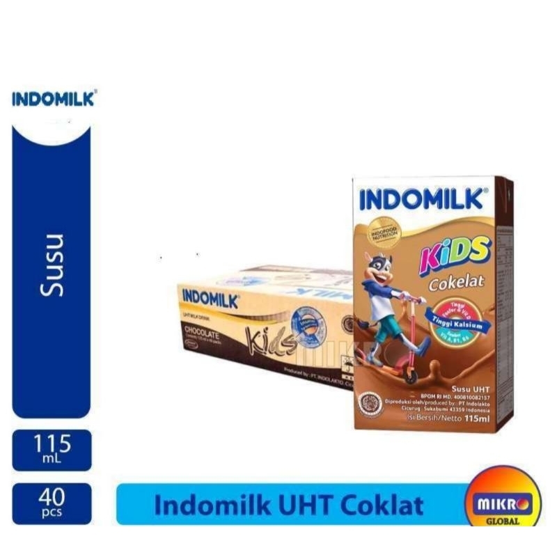 Jual INDOMILk KIDS SUSU UHT COKLAT 115 ml 1 DUS [40 PCS ] | Shopee Indonesia