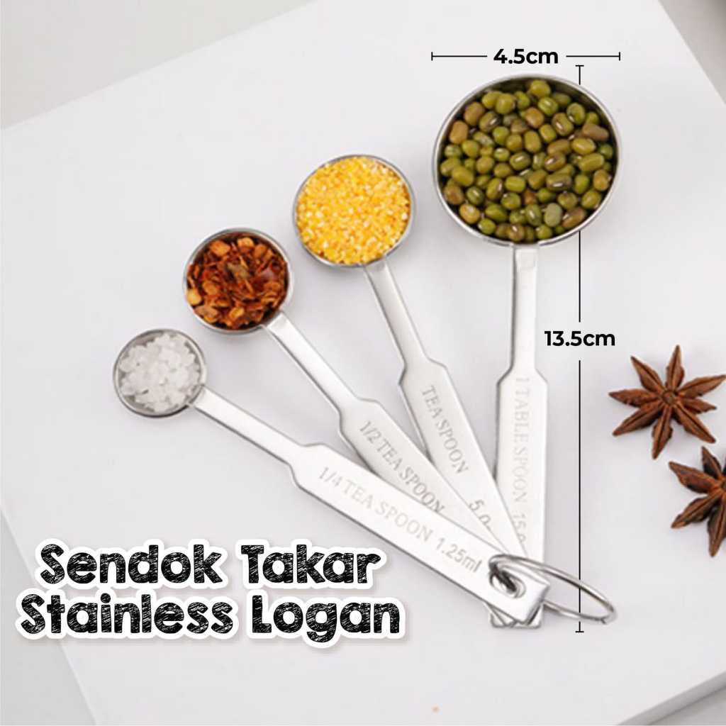Jual Sendok Takar Stainless Logan | Sendok Penakar Bahan Kue | Shopee ...
