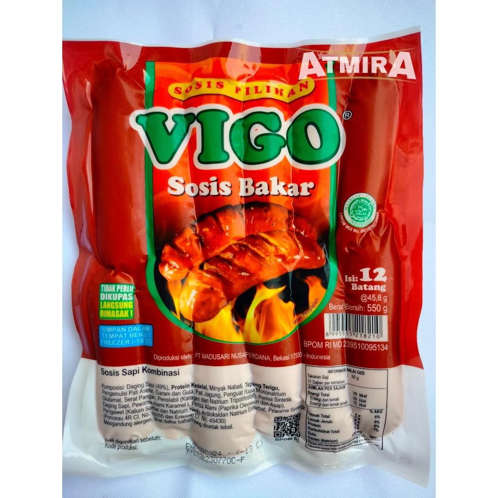 Jual Vigo Sosis Sapi Bakar 500 Gram isi 12 Pcs | Shopee Indonesia