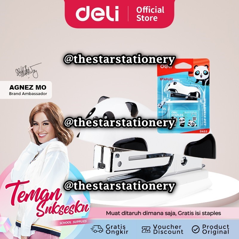 Jual (1 Set) GROSIR Stapler Set Deli E0453 Panda / Deli Staples Sekolah ...