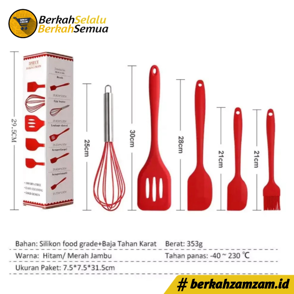 Jual ALAT MASAK SPATULA SILIKON SATU SET 5 IN 1 | Shopee Indonesia