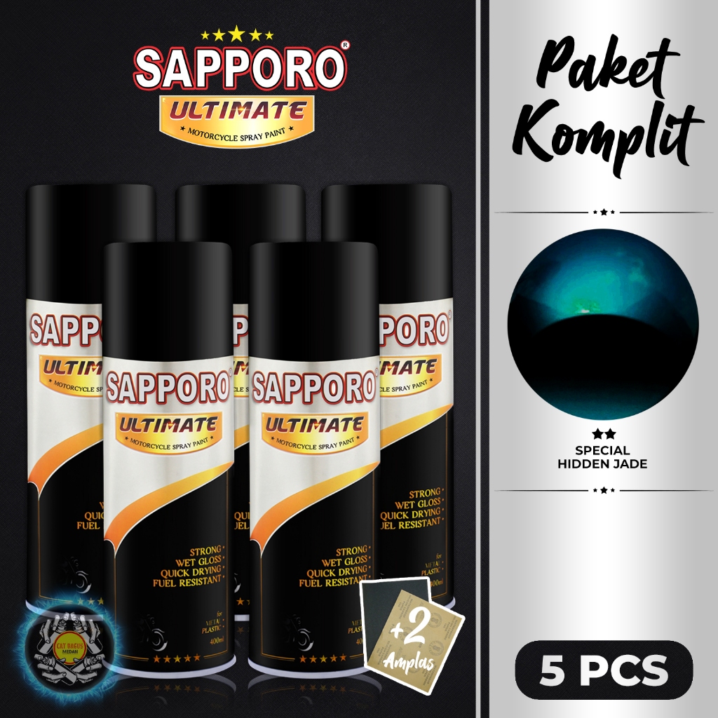 Jual PAKET KOMPLIT SPECIAL HIDDEN JADE SAPPORO ULTIMATE HIJAU TOSCA GELAP CAT SEMPROT 400 ML CAT ...