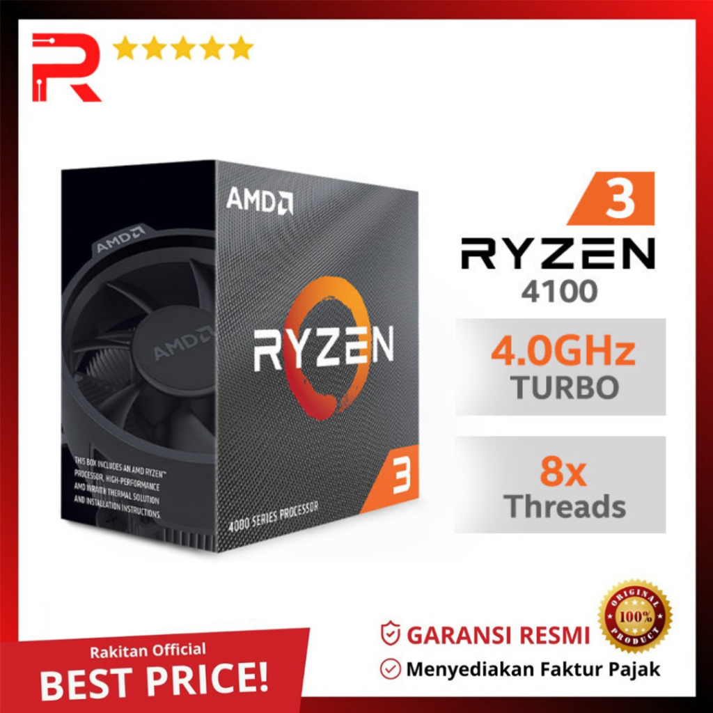 Jual Processor AMD Ryzen 3 4100 AM4 BOX - 4 Core With AMD Wraith Cooler ...