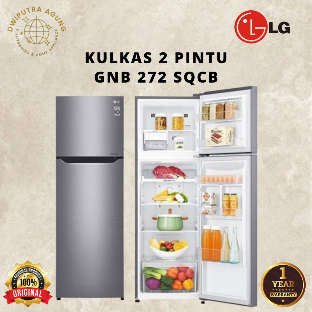 Jual KULKAS 2 PINTU LG GNB 272 SQCB / GNB-272 SQCB LEMARI ES SMART INVERTER | Shopee Indonesia