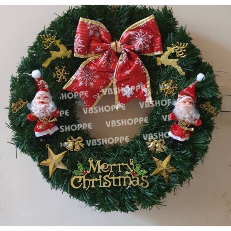 Jual PREMIUM JUMBO KRANS NATAL 40cm BULAT HIASAN DEKORASI PERNAK PERNIK ...