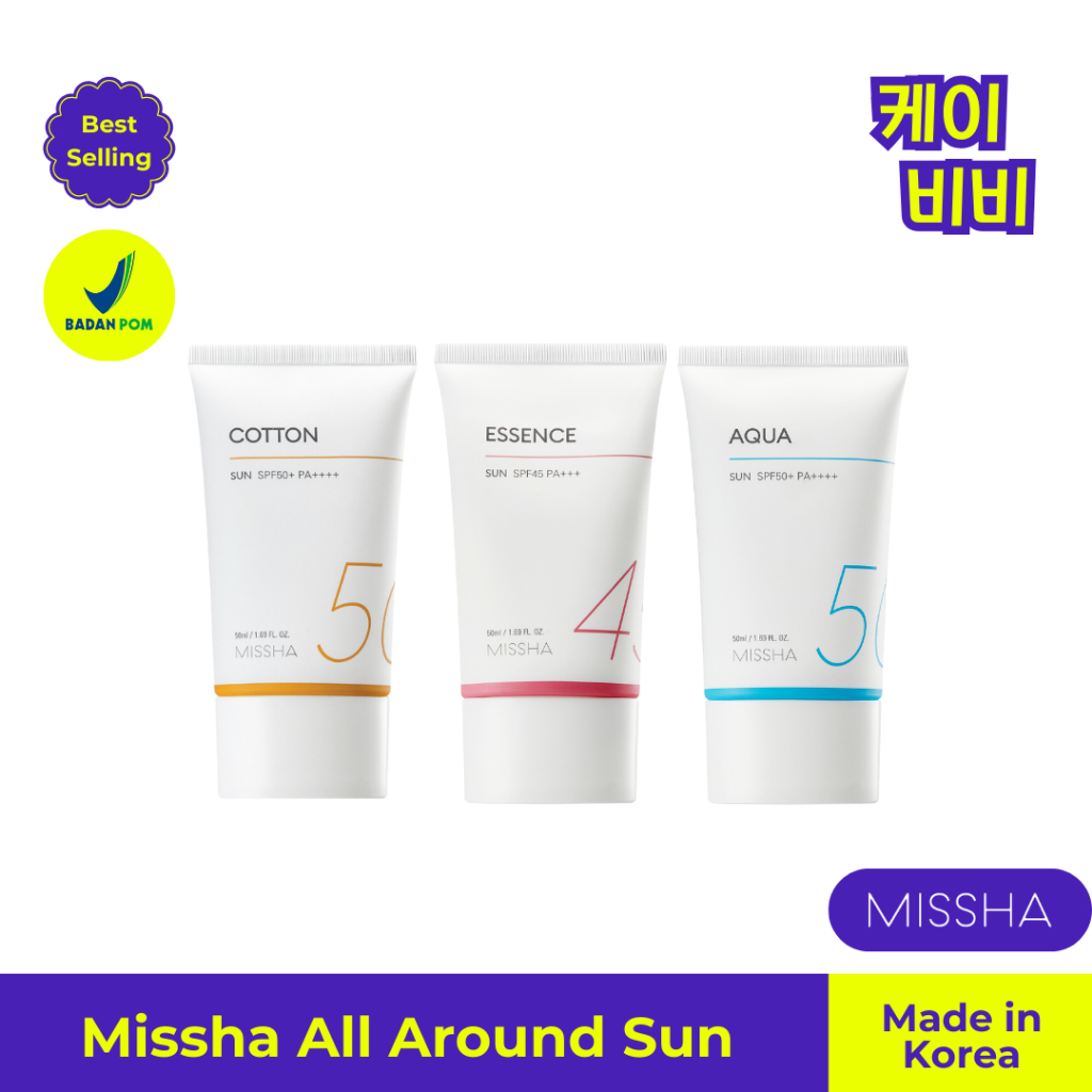 Jual MISSHA All Around Safe Block Cotton Sun SPF 50+ PA++++ | Aqua Sun ...