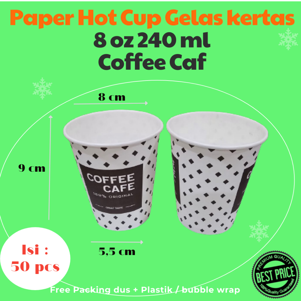 Jual Paper Hot Cup Gelas kertas 8 oz 240 ml Coffee Cafe isi 50 pcs | Shopee Indonesia