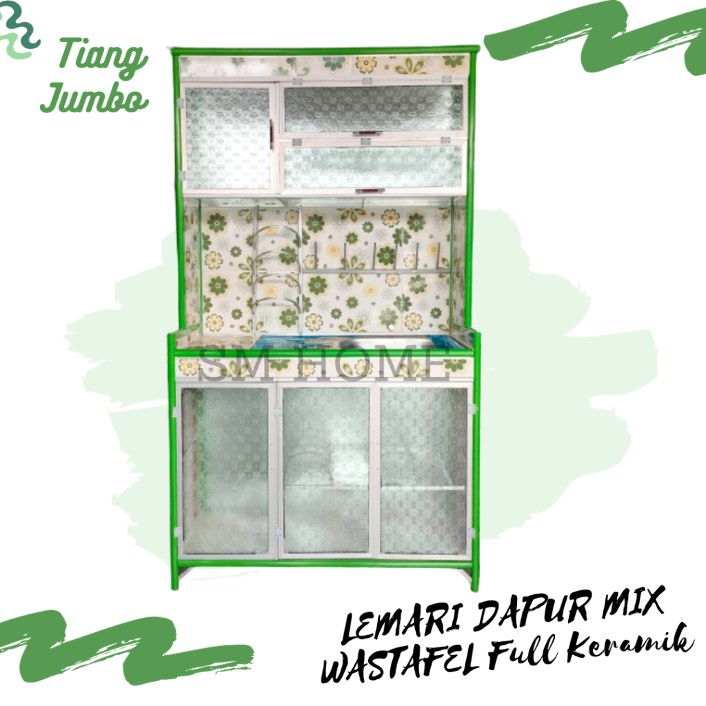Jual LEMARI DAPUR ALUMINIUM MIX WASTAFEL DAN RAK KOMPOR ALUMINIUM TIANG ...