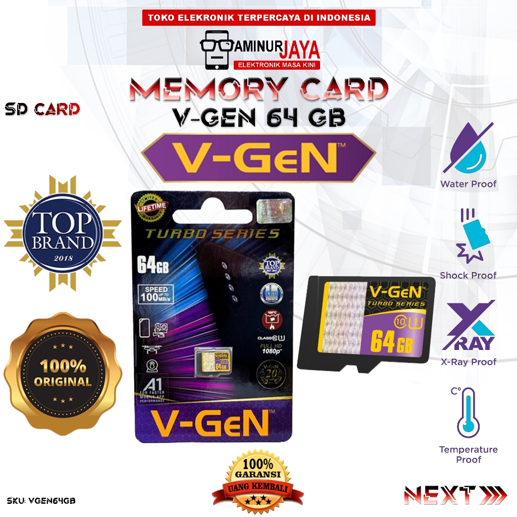 Jual Kartu Memori Vgen 64GB Turbo Series Class 10 MMC Memory Micro SD ...