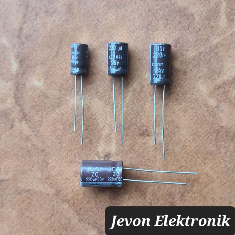 Jual Capasitor Elco 220 uf 16 25 35 50 v volt kapasitor elko 220uf 16v 25v 35v 50v | Shopee ...