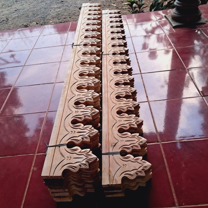 Jual lisplang joglo 2 meter ornamen rumah motif rintek kayu mahoni ...