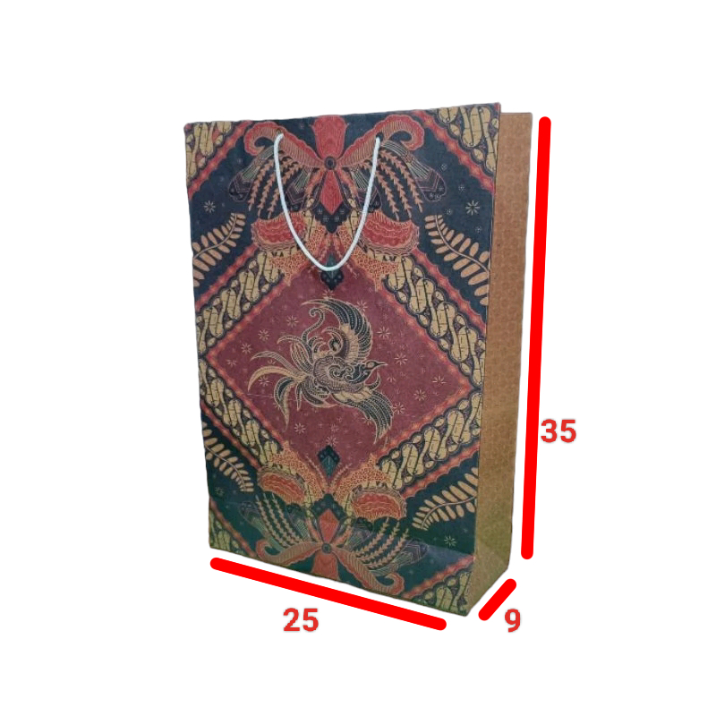 Jual paper bag batik coklat ukuran 25x35x9 isi 12pcs | Shopee Indonesia